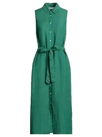 120% Lino Midi Shirt Dress - Green