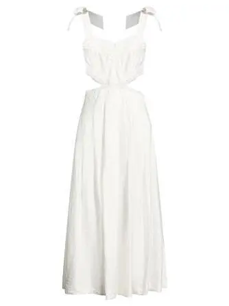 Sandro Midi Flared Dress With Lace - White