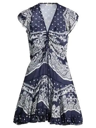 Sandro Mini Flared Paisley-print Dress - Navy