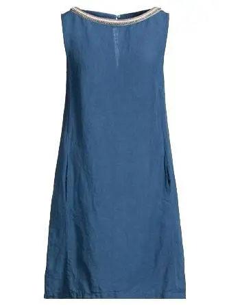 120% Lino Mini Linen Flared Dress - Navy