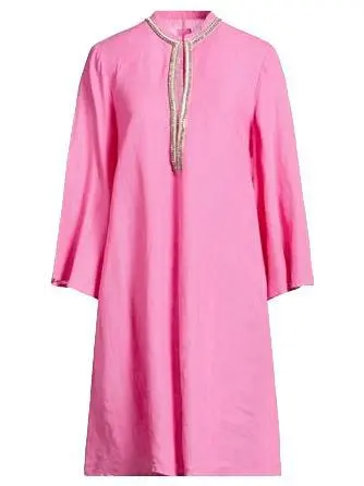 120% Lino Mini Linen Shirt Dress - Magenta