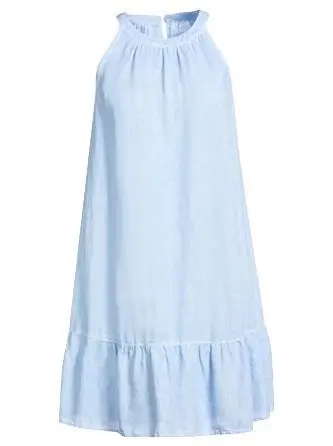 120% Lino Mini Flared Linen Dress - Blue