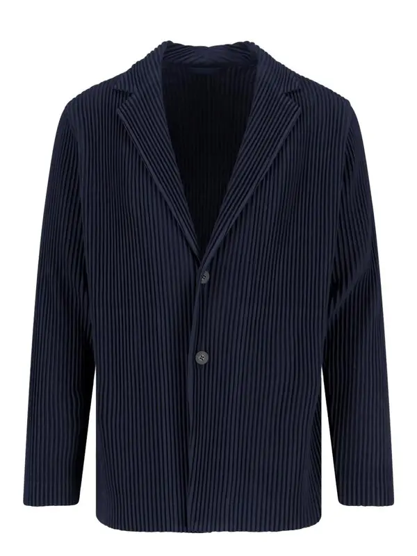 HOMME PLISSE Pleated Single-breasted Blazer - Blue