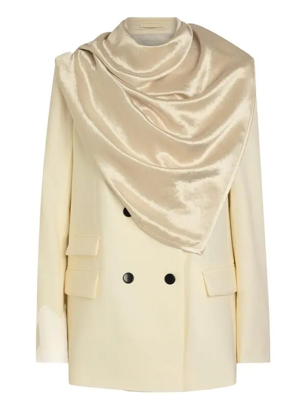 Maria Mcmanus Draped Double-breasted Wool Blazer - Ivory