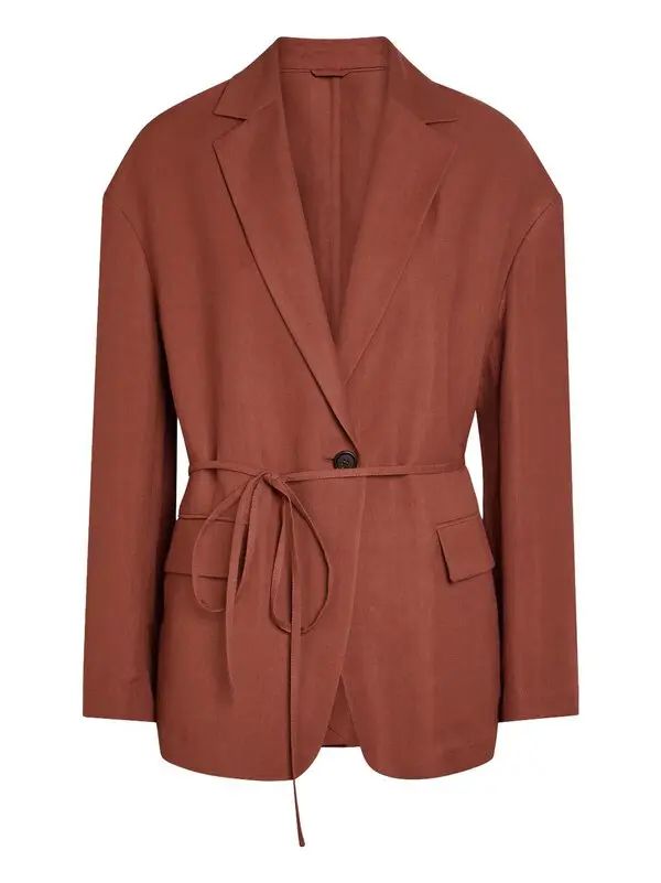 Brunello Cucinelli Tie-waist Twill Jacket - Terracotta