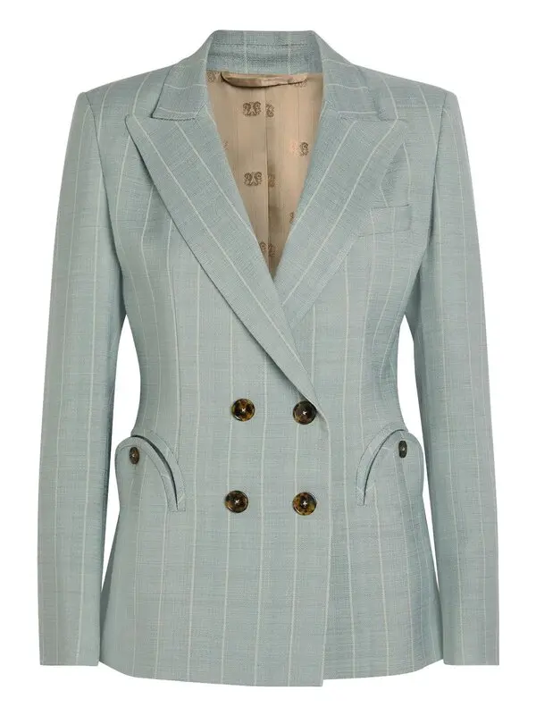 BLAZÉ MILANO Charmer Striped Woven Blazer - Light Blue