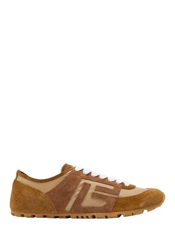 Balmain Racer 45 Suede And Nylon Sneakers - Beige