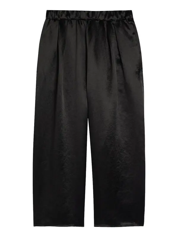 Maria Mcmanus Wide-leg Cropped Satin Trousers - Black