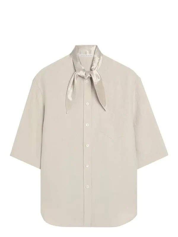 Maria Mcmanus Tie-neck Satin-crepe Shirt - Beige