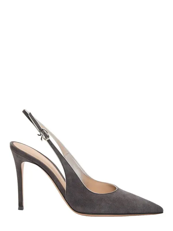 GIANVITO ROSSI Yves 100 Suede Slingback Pumps - Grey