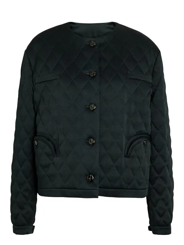 BLAZÉ MILANO Quilted Satin Bolero Jacket - Dark Blue