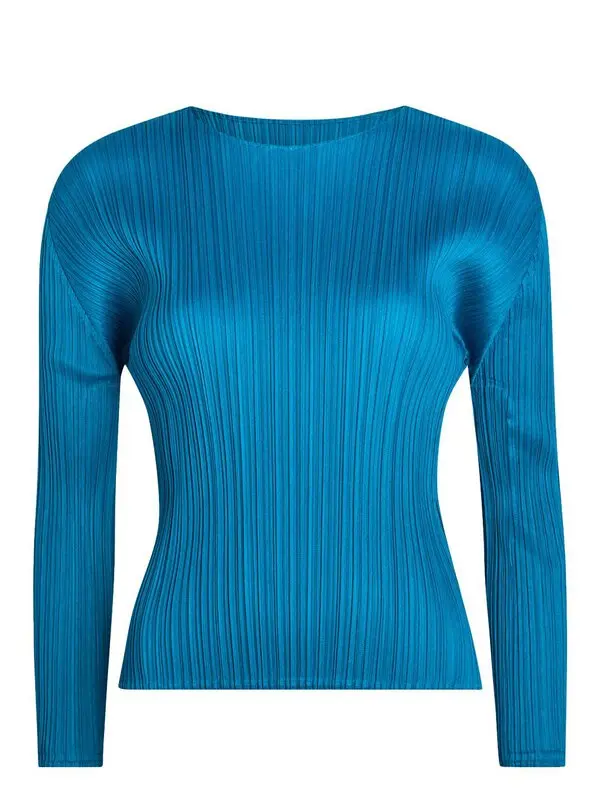 Issey Miyake Pleated Woven Top - Blue