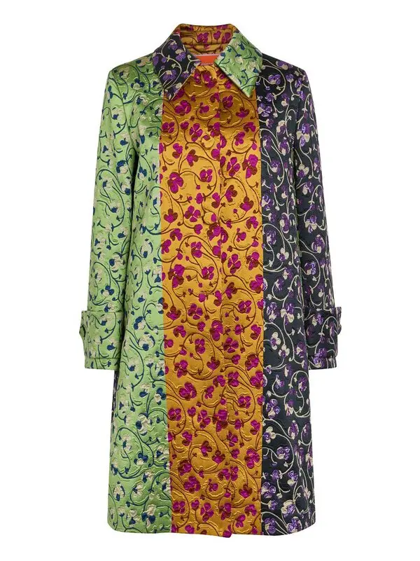 La DoubleJ Floral-jacquard Woven Coat - Yellow