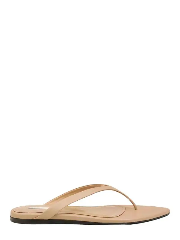 AMI Paris Lamb Leather Pointed Toe Flip Flops - Neutrals