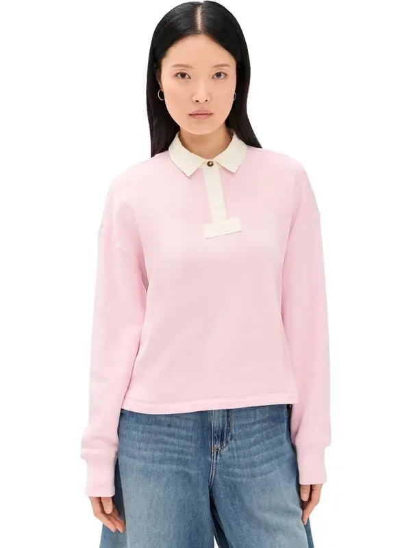 Rag & Bone Vintage Terry Oversized Polo Sweatshirt - Peony