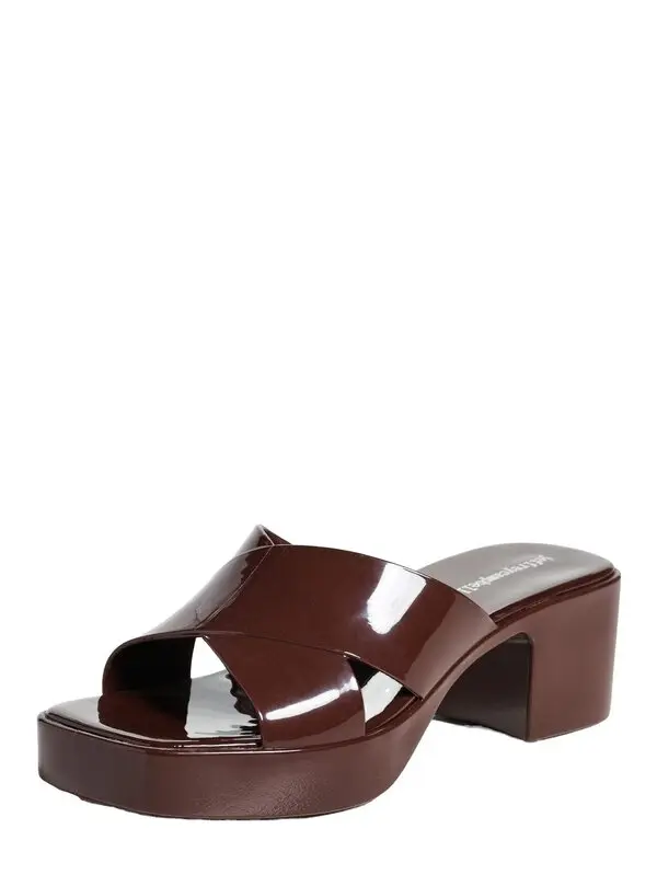Jeffrey Campbell Bubblegum Jelly Block Sandals - Chocolate Shiny