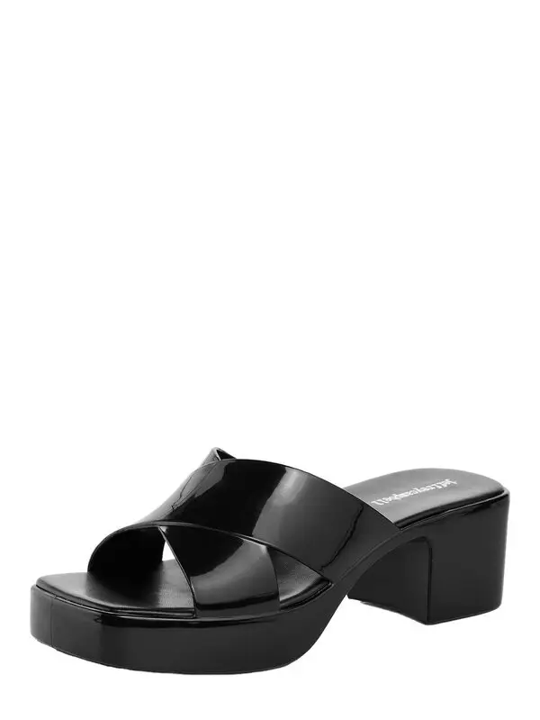 Jeffrey Campbell Bubblegum Jelly Block Sandals - Black Shiny