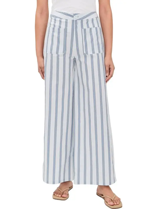 THE TINY BIG SISTER Striped Poplin Pants - Ice Blue