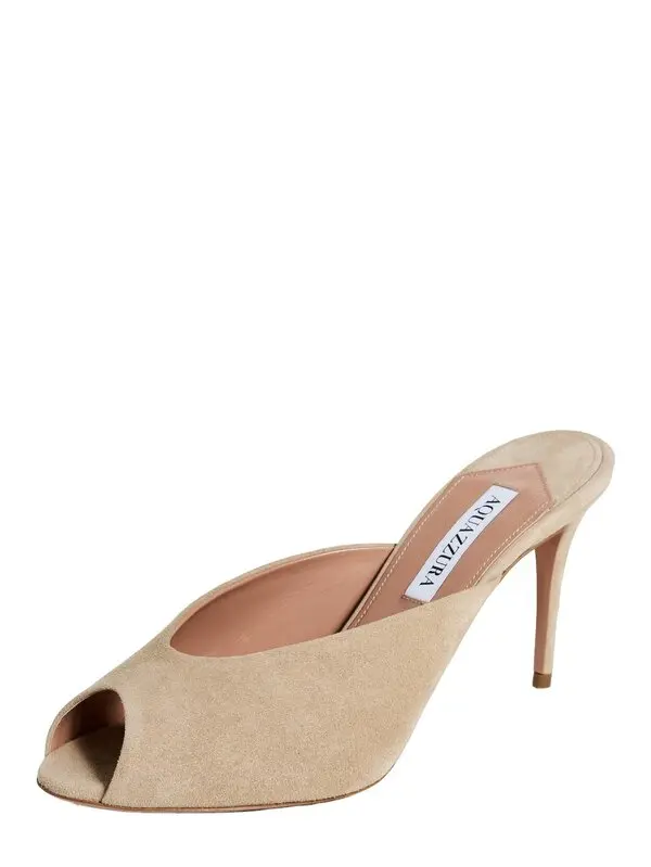 AQUAZZURA Secret Peep Toe Mule Heels - Light Taupe Setmidm0