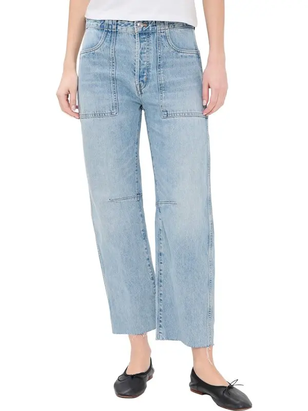 Madewell The Darted Utility Barrel Leg Jeans - Faded Horizon Wash