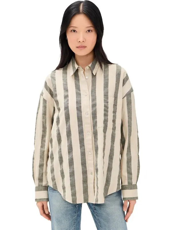 Faherty Brand Cotton Linen Relaxed Fit Shirt - Pine Bay Stripe