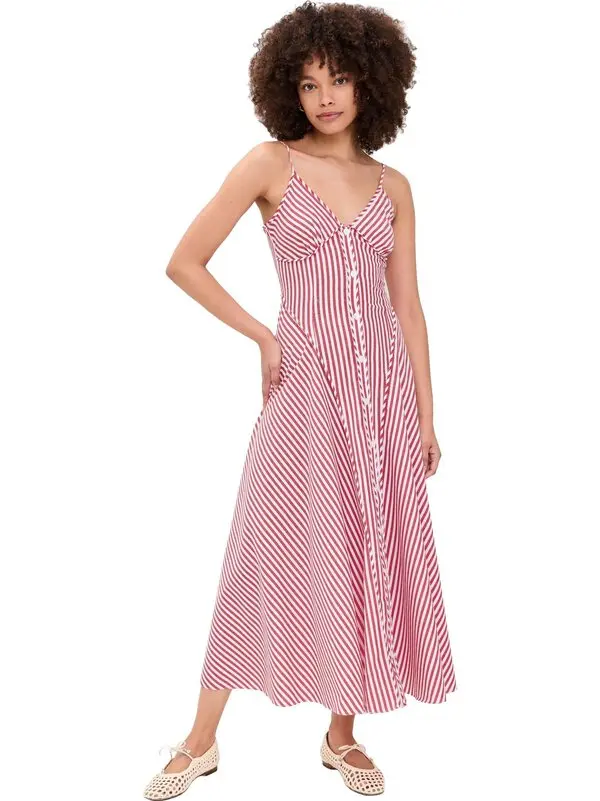 Saylor Arabella Stripe Midi Dress - Red/white