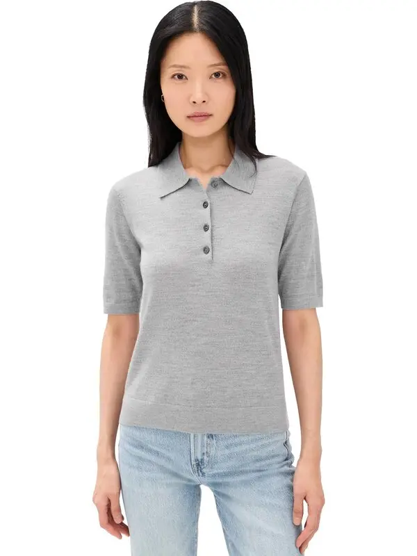 Sold Out NYC The Refined Wool Knit Polo - Heather Grey