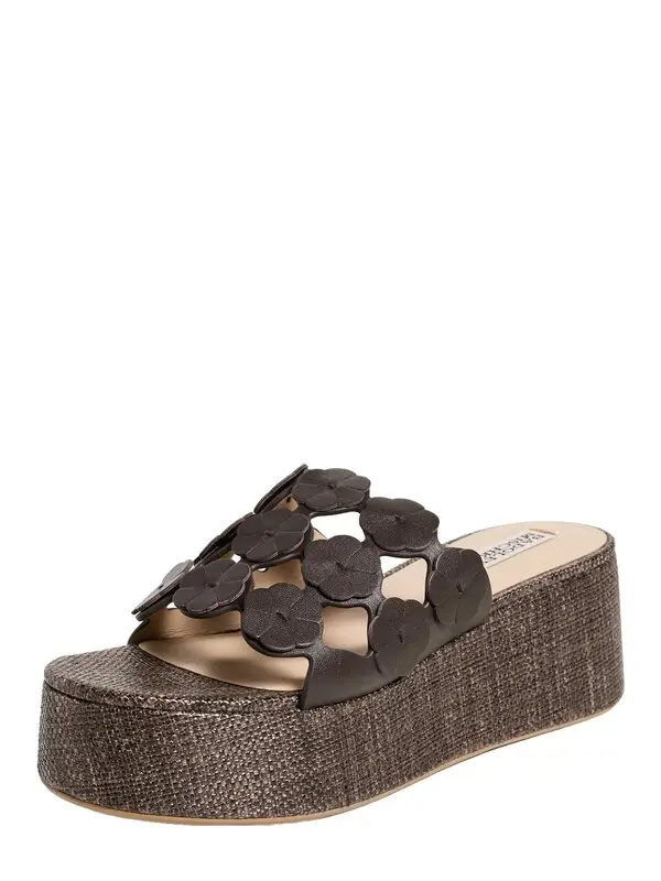 Badgley Mischka Wendall Flatform Sandals - Brown Leather
