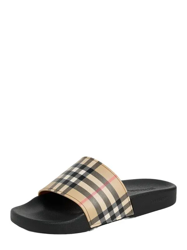 Burberry Furley Check Slides - Archive Beige Ip Check
