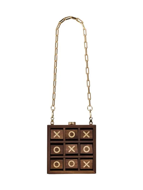 Cult Gaia Tic Tac Toe Clutch - Walnut