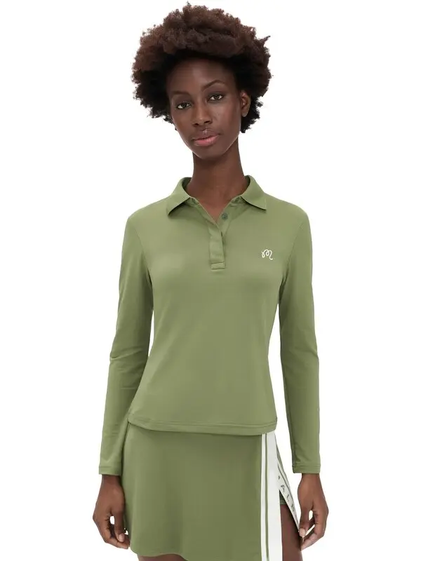 MALBON Venus Long Sleeve Polo - Olivine