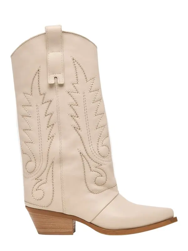 DOLCEVITA Sammy Mid-calf Western Boots - Bone Leather