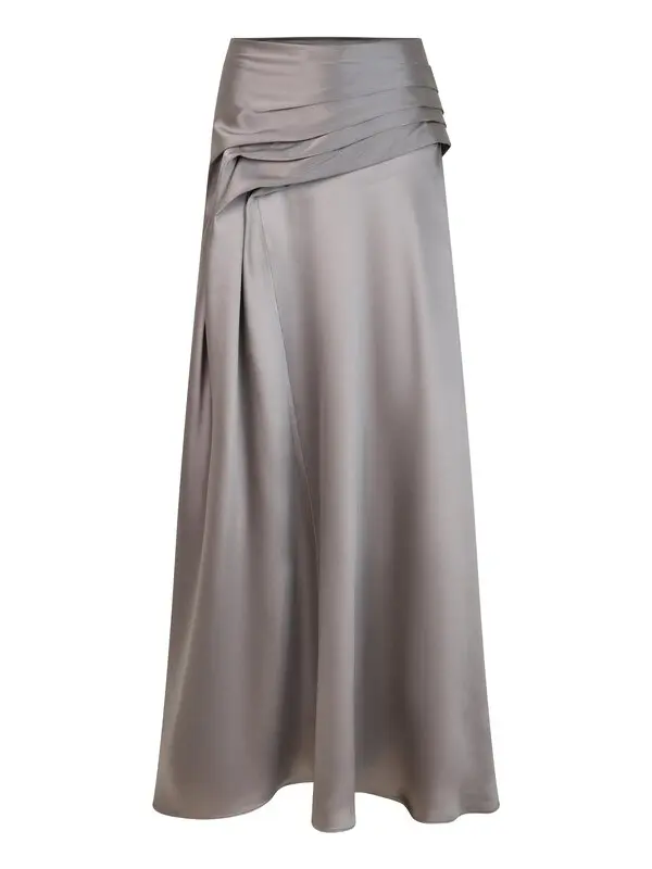 HEIRLOME Yvonne Silk Maxi Skirt - Grey