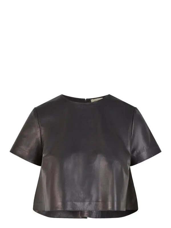 HEIRLOME Mariel Lambskin Leather Top - Black