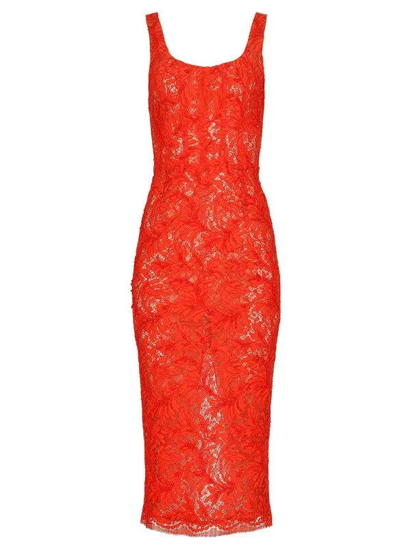 FRANCESCA MIRANDA Stellar Lace Midi Dress - Red