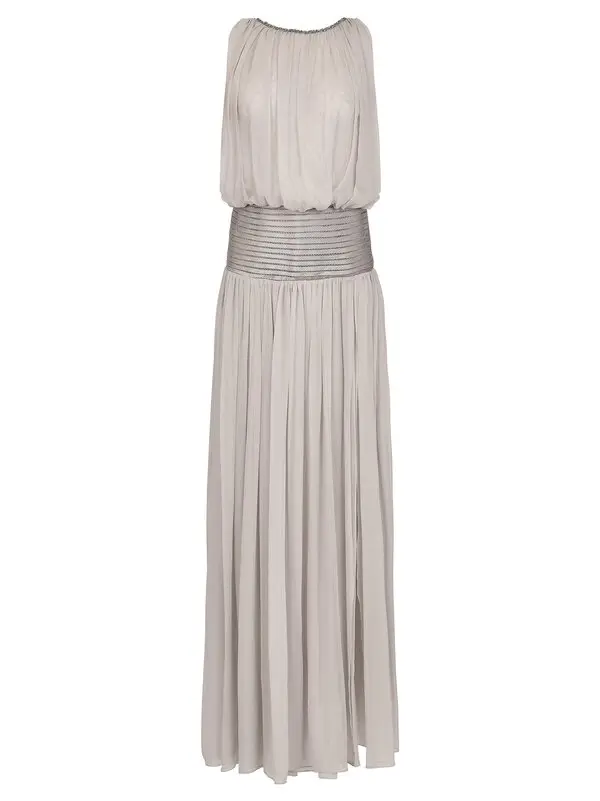 FRANCESCA MIRANDA Kleo Ruffled Chiffon Maxi Dress - Silver