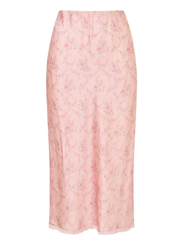 LoveShackFancy Castle Silk-blend Midi Skirt - Pink