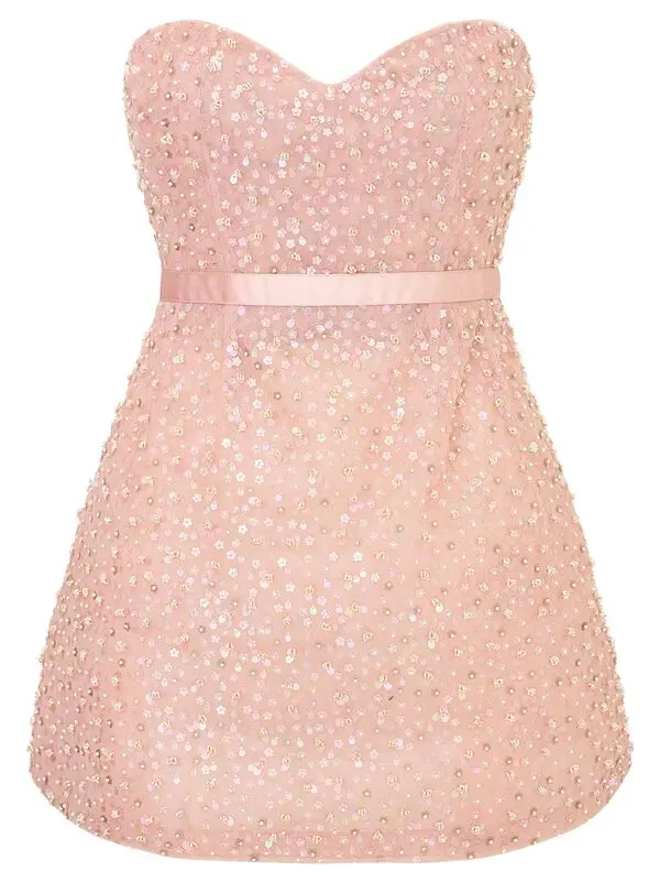 LoveShackFancy Sommaire Beaded Mini Dress - Pink