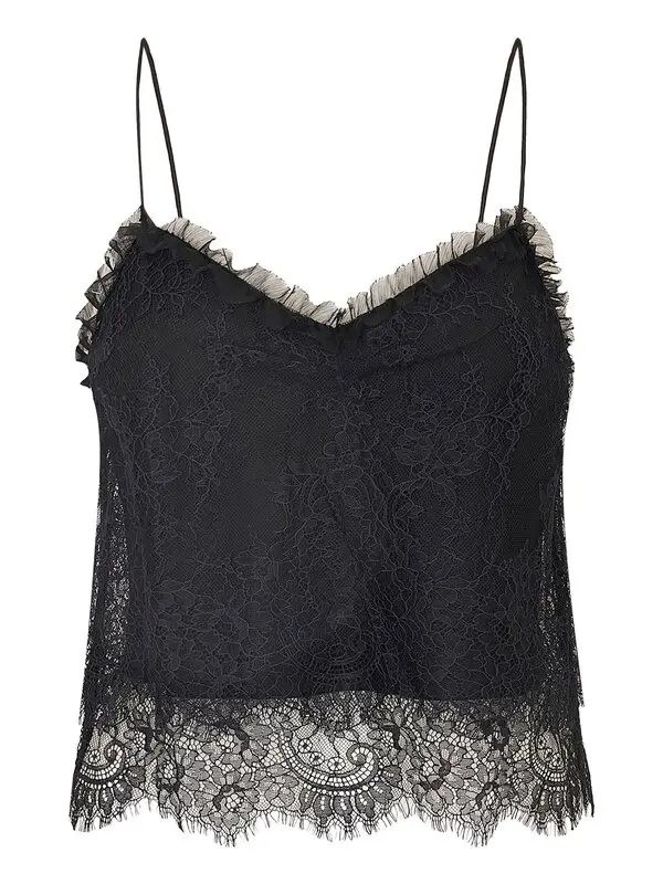 LoveShackFancy Ferni Lace Top - Black