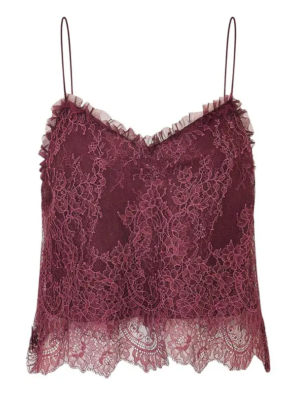 LoveShackFancy Ferni Lace Top - Red