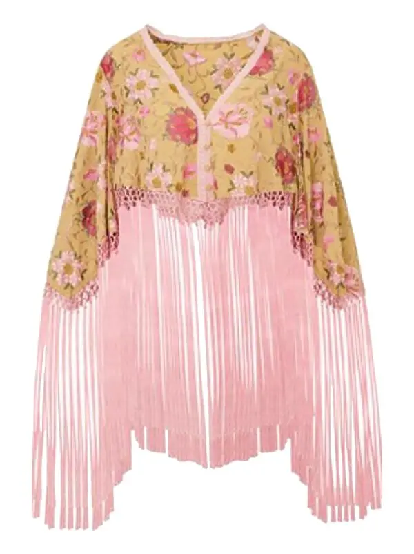 LoveShackFancy Aurelia Piano Shawl Top - Multi