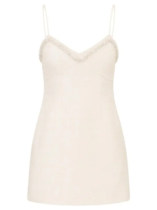 LoveShackFancy Sue Tweed Mini Dress - Ivory