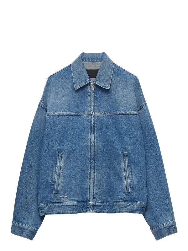 Prada Denim Blouson Jacket - Blue