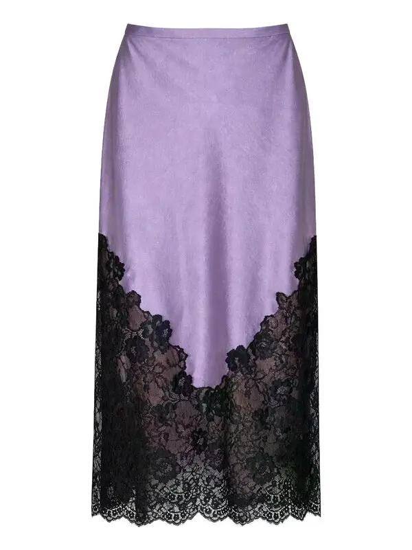 FLEUR DU MAL Juliet Lace Midi Skirt - Purple