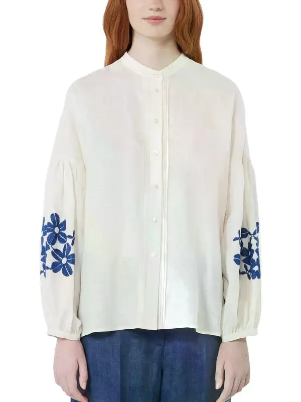 Max Mara Embellished-sleeve Blouse - Neutrals
