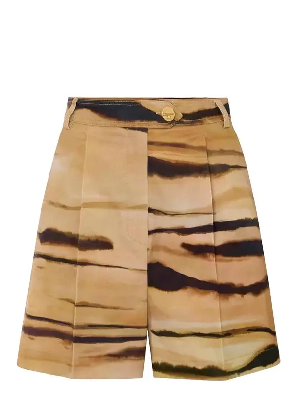 Elisabetta Franchi Tiger Print Shorts - Neutrals