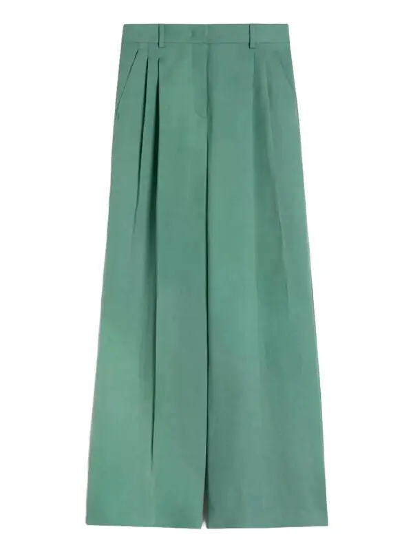 Max Mara Viscose And Linen Wide-leg Trousers - Green