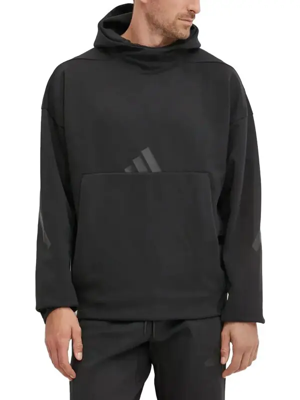 Adidas Kangaroo-pocket Hoodie With Logo Detail - Black