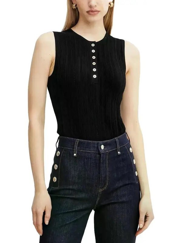 Guess Button-embellished Tank Top - Black