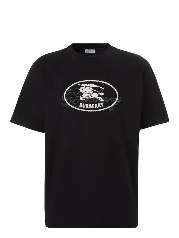Burberry Ryan Embroidered Cotton T-shirt - Black